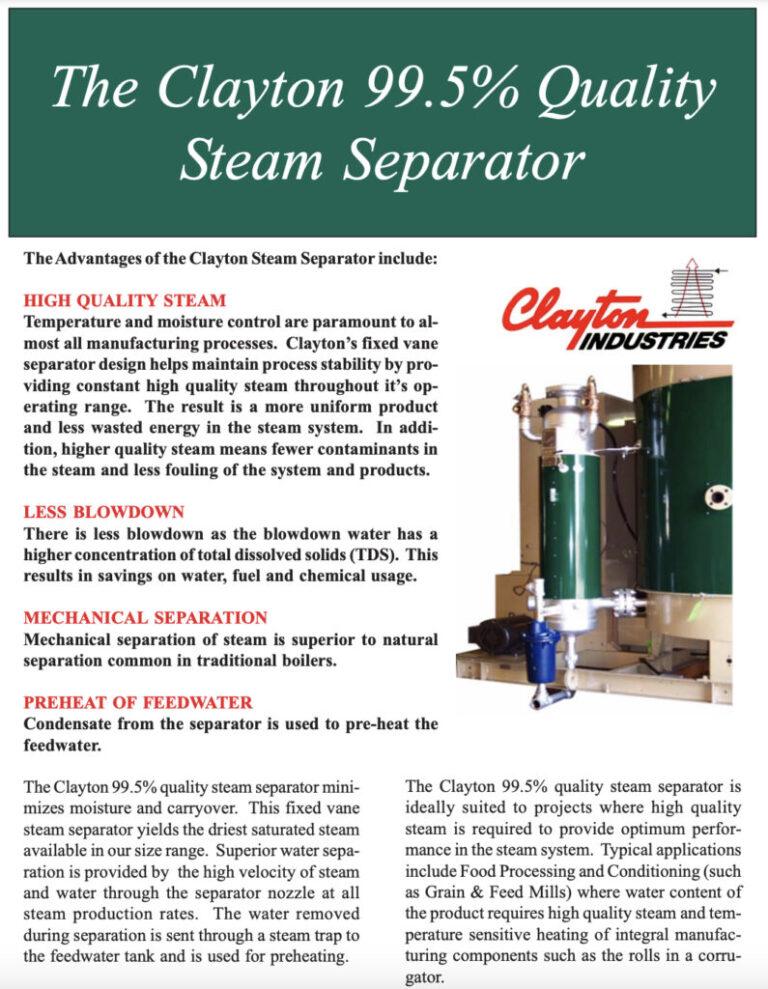Hotwell Spec Sheet | Clayton Industries - Advanced Industrial Steam Boilers